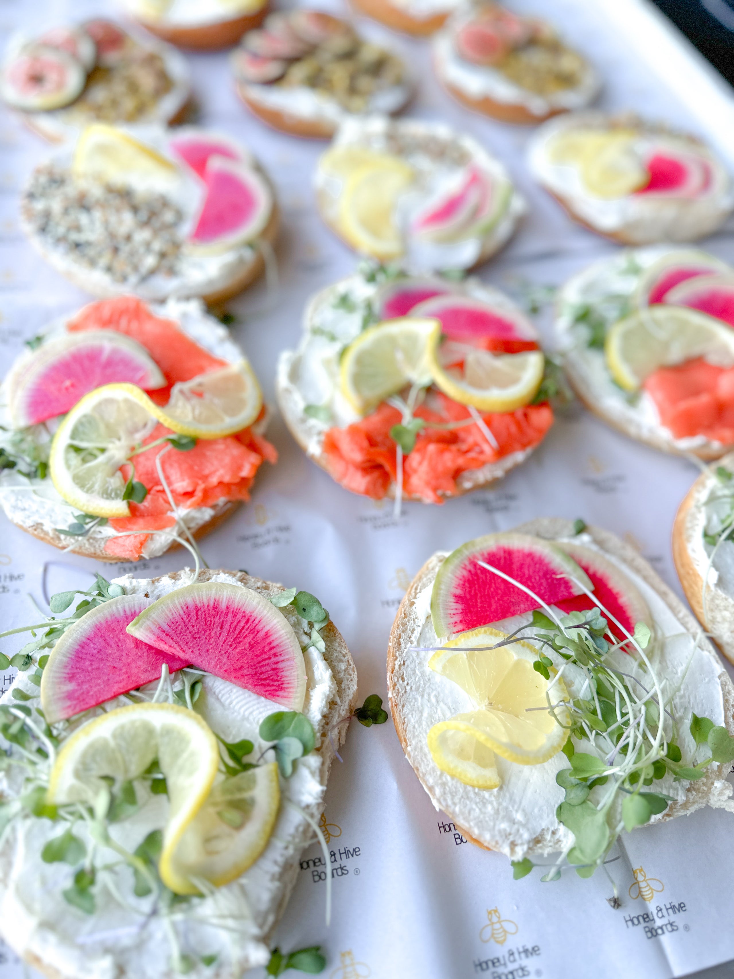 Open-faced Bagel Sandwiches (set of 12) | Honey and Hive Boards